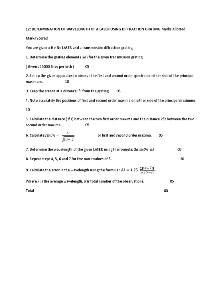 Diffraction Grating - Using Laser