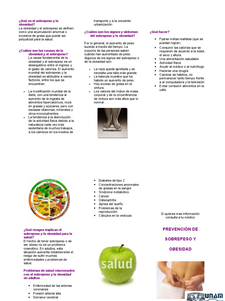 Triptico Obesidad | PDF | Obesidad | Medicina CLINICA