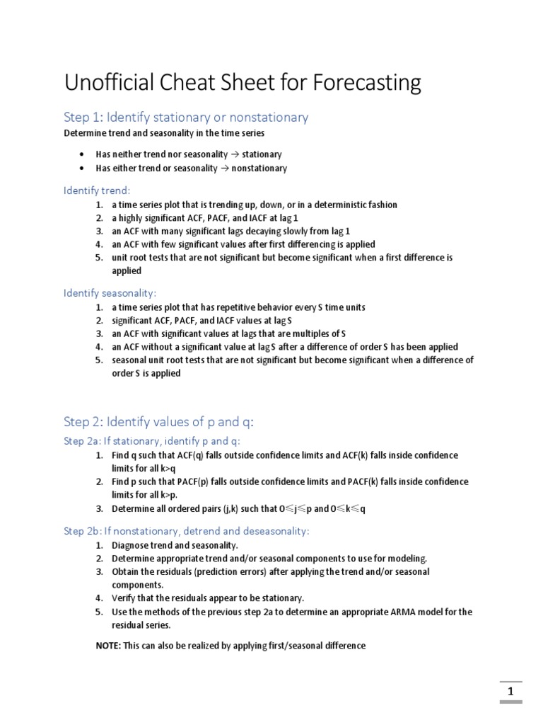 Unofficial Cheat Sheet For Forecasting | PDF | Seasonality | Forecasting