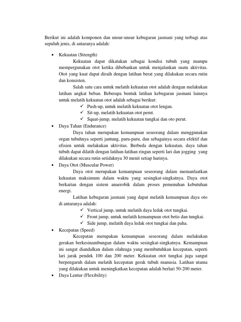 10 Komponen Kebugaran | PDF