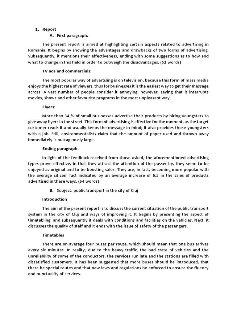 Report A. First Paragraph | PDF | Advertising | Bus