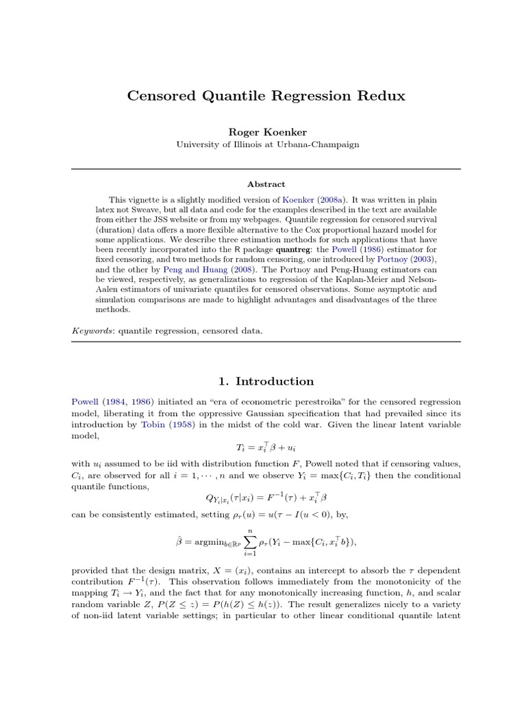 Censored Quantile Regression Redux | PDF | Regression Analysis | Mathematical Optimization