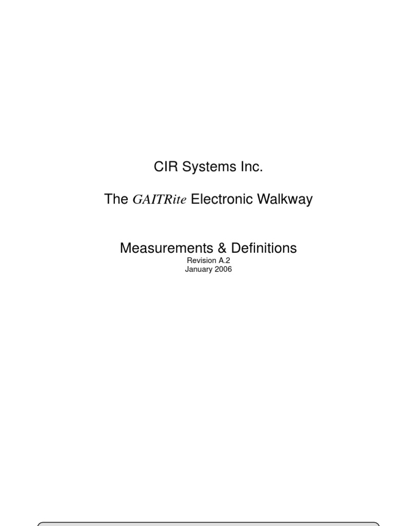 GAITRite Measurement Definitions | PDF | Foot | Area