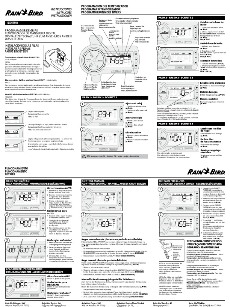 Instrucciones Programador Riego Rain Bird | PDF