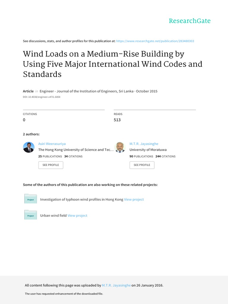 Wind Loads On A Medium-Rise Building by Using Five | PDF | Beam ...