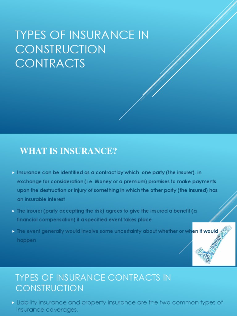 Types of Insurance in Construction Contracts | PDF | Liability ...