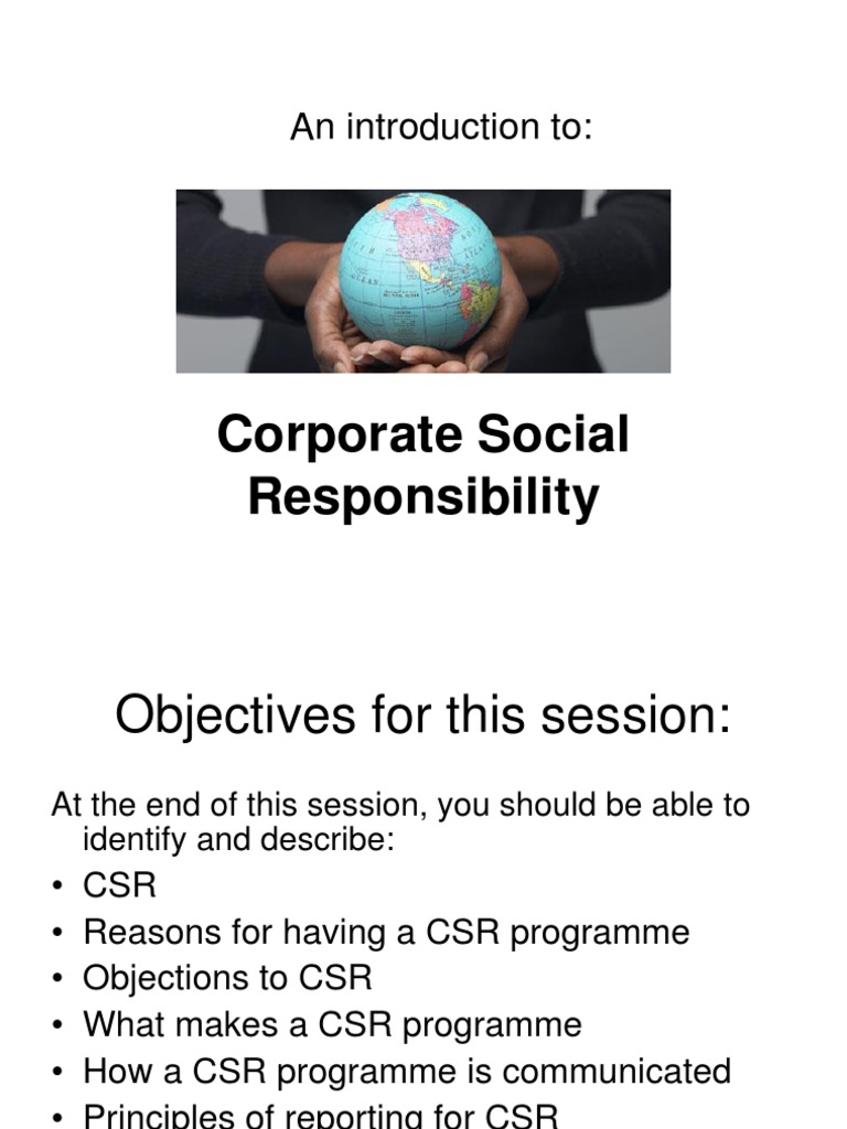 Corporate Social Responsibility - CSR Slides | PDF | Corporate Social ...