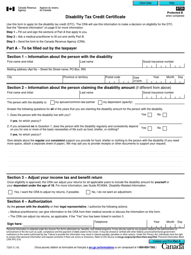 Disability Tax Credit Form | PDF | Visual Impairment | Medical Diagnosis