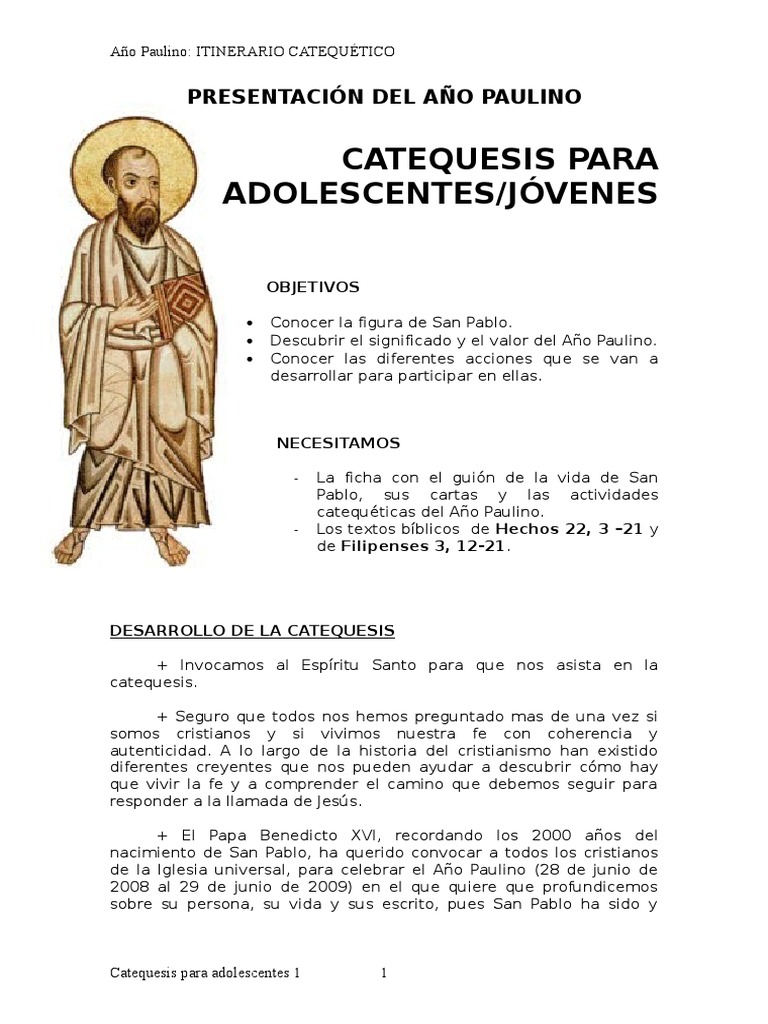 Catequesis San Pablo Para Adolescentes Pdf Pablo El Apóstol