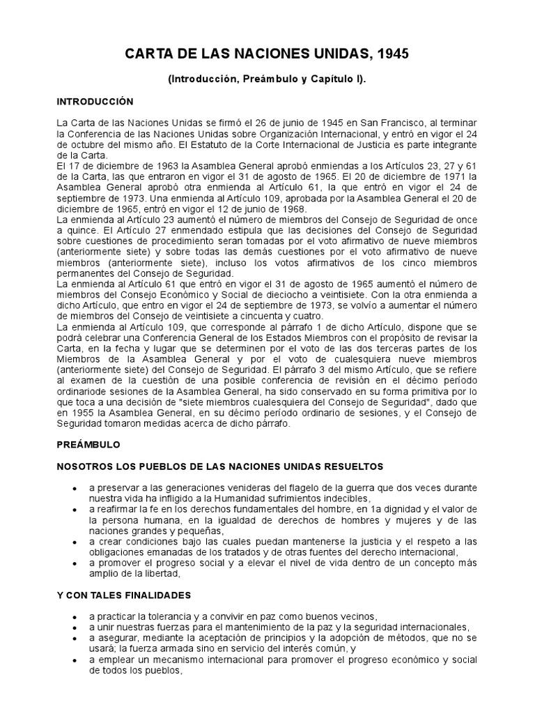2 - Carta de Las Naciones Unidas | PDF | Naciones Unidas | Relaciones ...