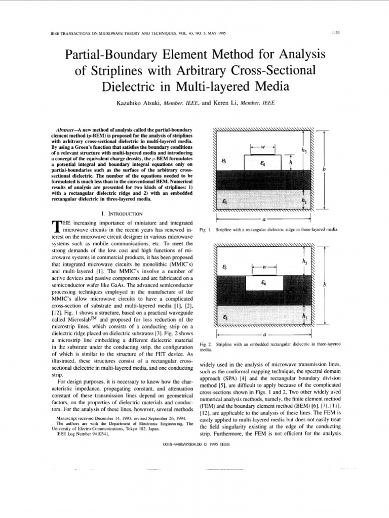 Partial-Boundary Element Method For Analysis Striplines With Arbitrary Cross-Sectional ...