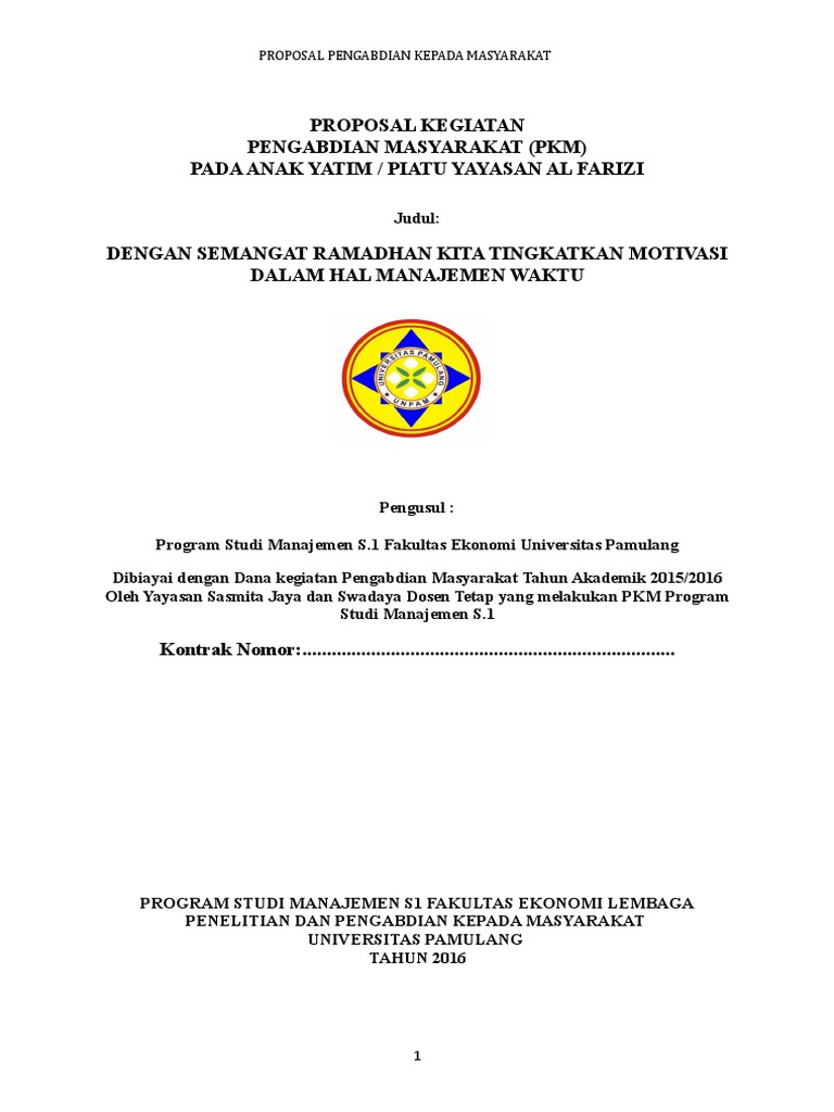 Contoh Proposal Pengabdian Masyarakat | PDF