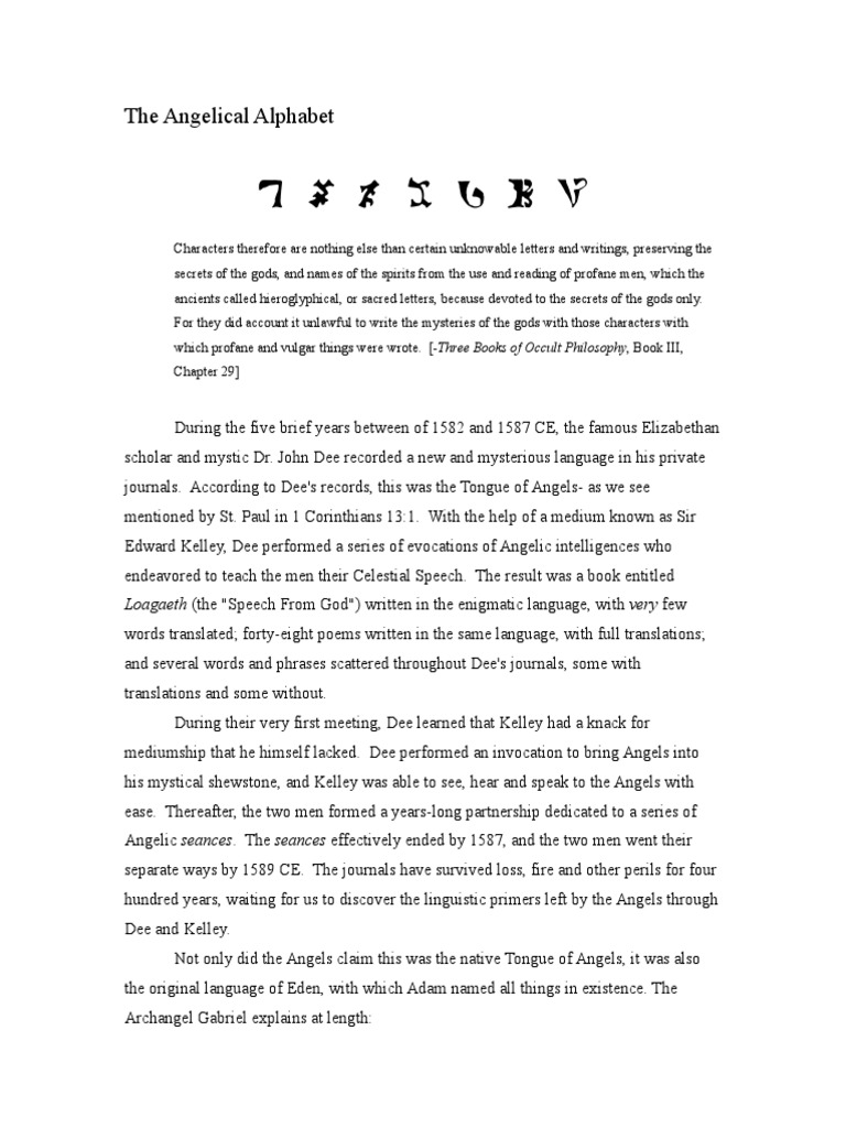 The Angelical Alphabet Explained | PDF | Angel | Horoscope