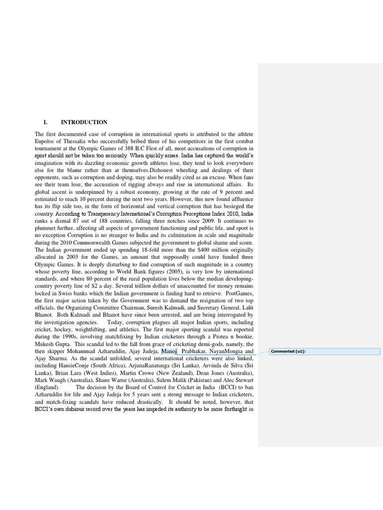 Commented (U1) | PDF | Sports | Corrupt Practices