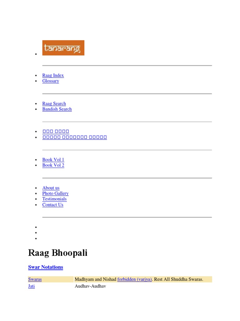 Bhupali | PDF | Melody | Classical And Art Music Traditions