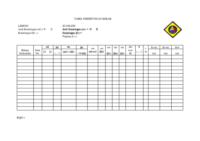 Tabel Perhitungan Kekar PDF | PDF