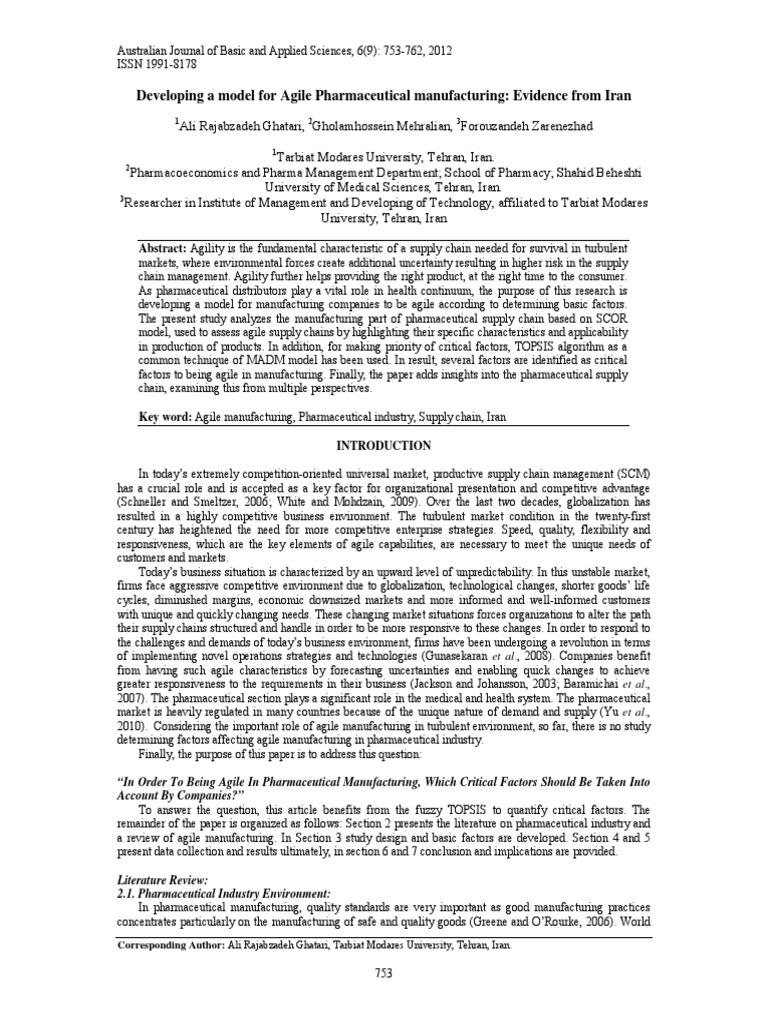 Agile Manufacturing in Pharma: A Model | PDF | Supply Chain | Supply ...