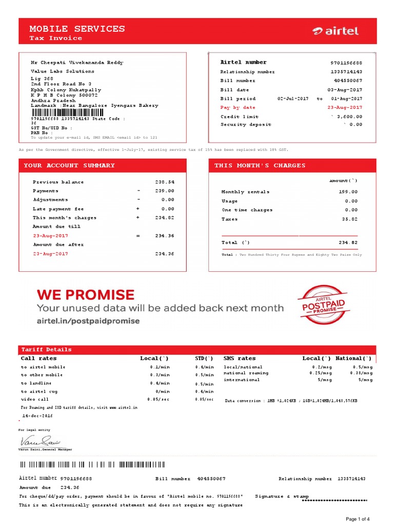 Postpaid_Bill_9701196688_404550067 | Invoice | Telecommunications