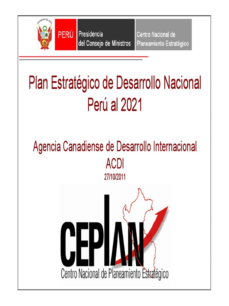 Plan Estrategico de Desarrollo Nacional Peru Al 2021 | PDF ...