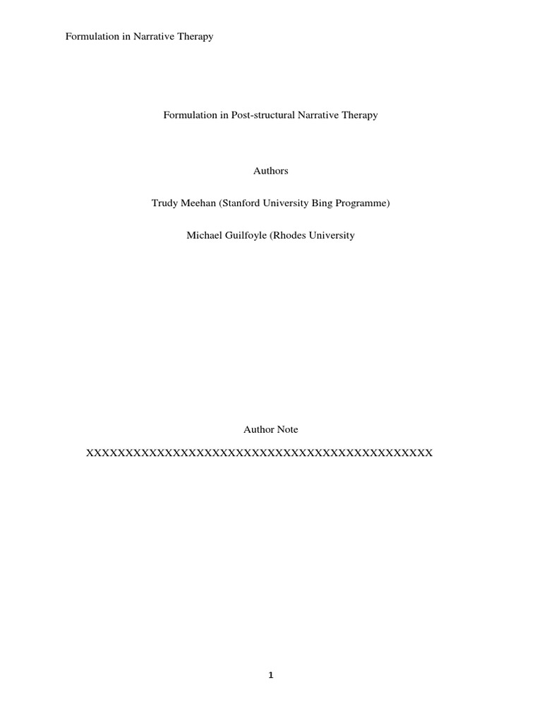 Meehan Guilfoyle-Narrative Formulation-Pre Pub | PDF | Psychotherapy ...