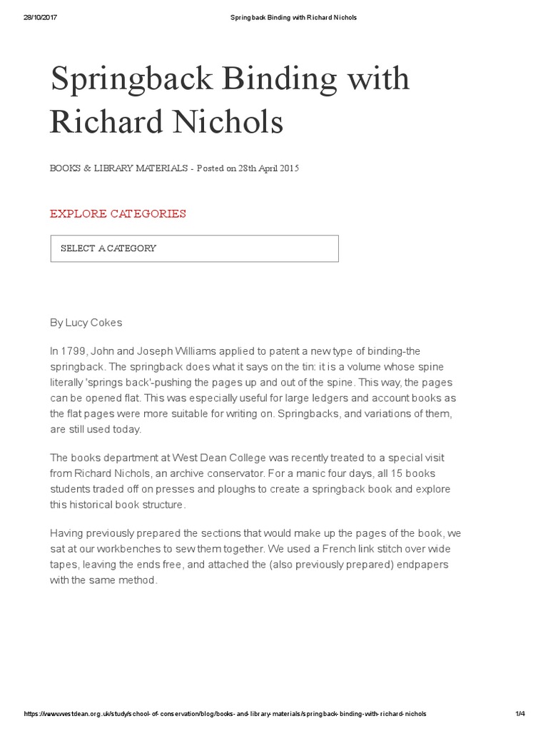 Springback Binding With Richard Nichols | PDF | Bookbinding | Adhesive