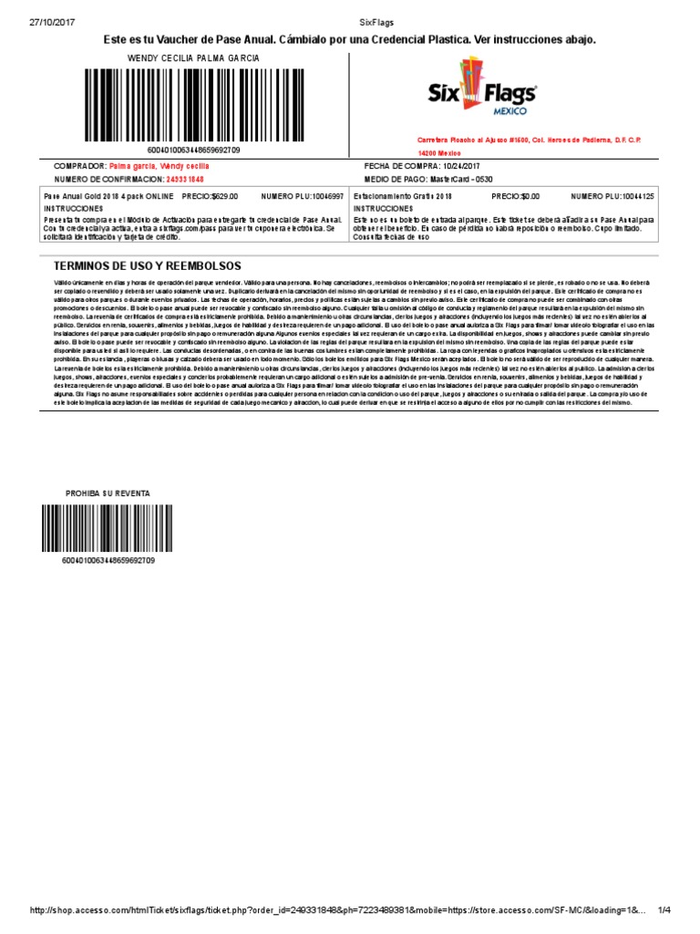 Six Flags | PDF | Tarjeta de crédito | Business