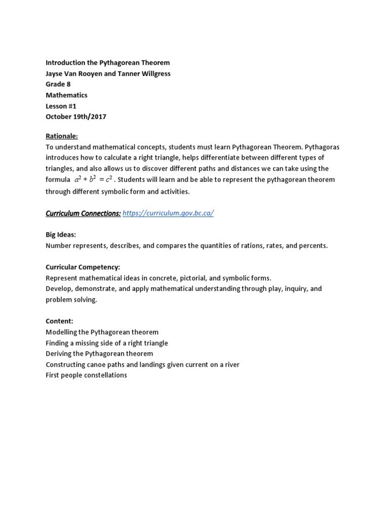 Math Lesson - Micro Teaching Pythagorean Theorem | PDF | Euclid ...