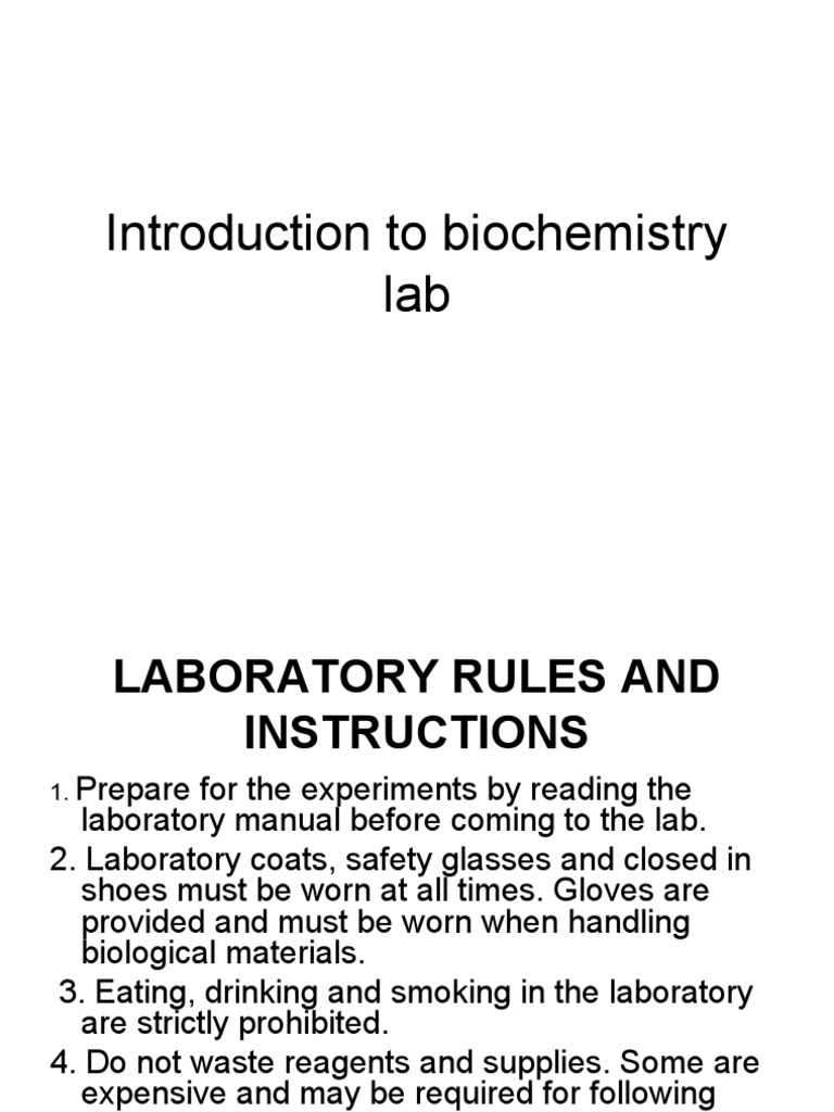 Biochemistry Lab Safety and Procedures | PDF | Spectrophotometry ...