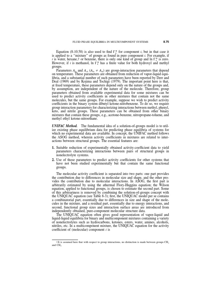 UNIFAC Method for Activity Coefficients | PDF | Physical Chemistry ...
