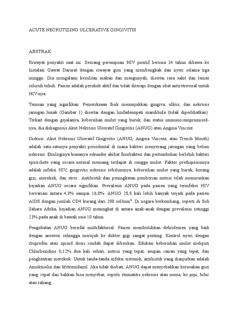 Acute Necrotizing Ulcerative Gingivitis | PDF
