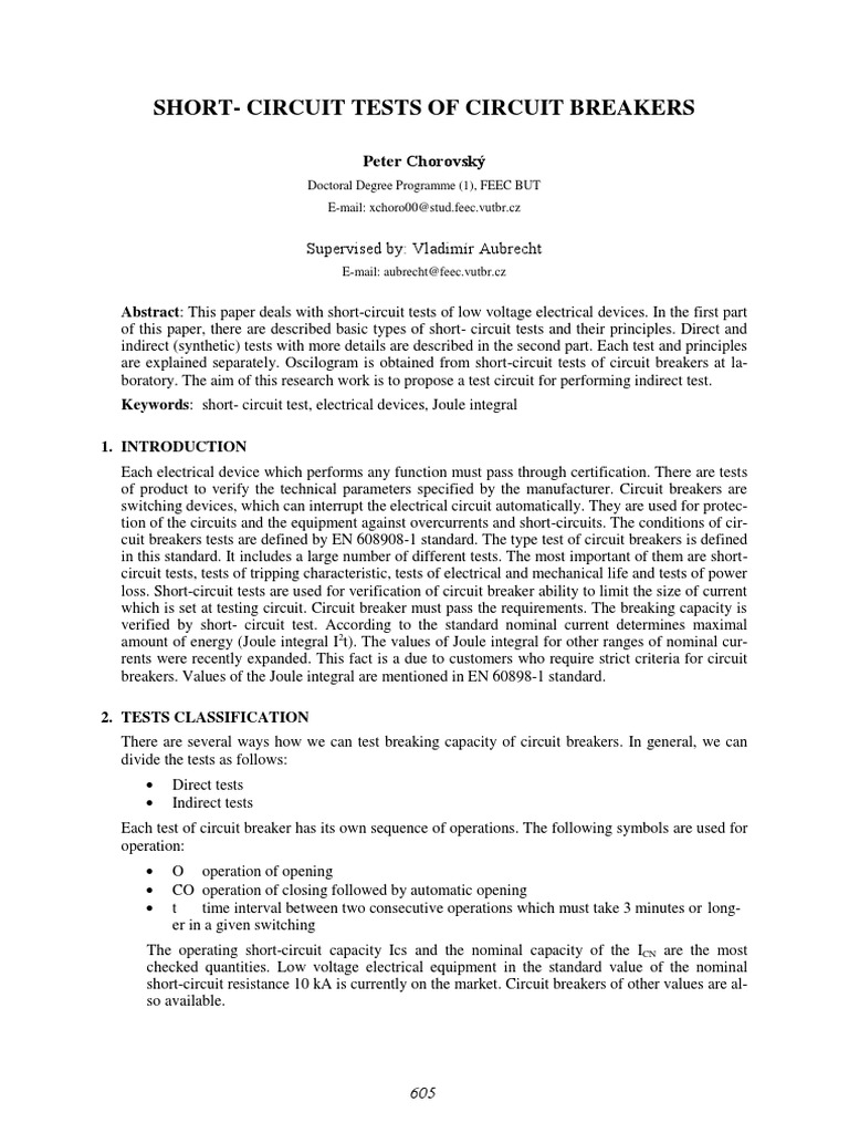 Short - Circuit Tests of Circuit Breakers | PDF | Inductance | Capacitor