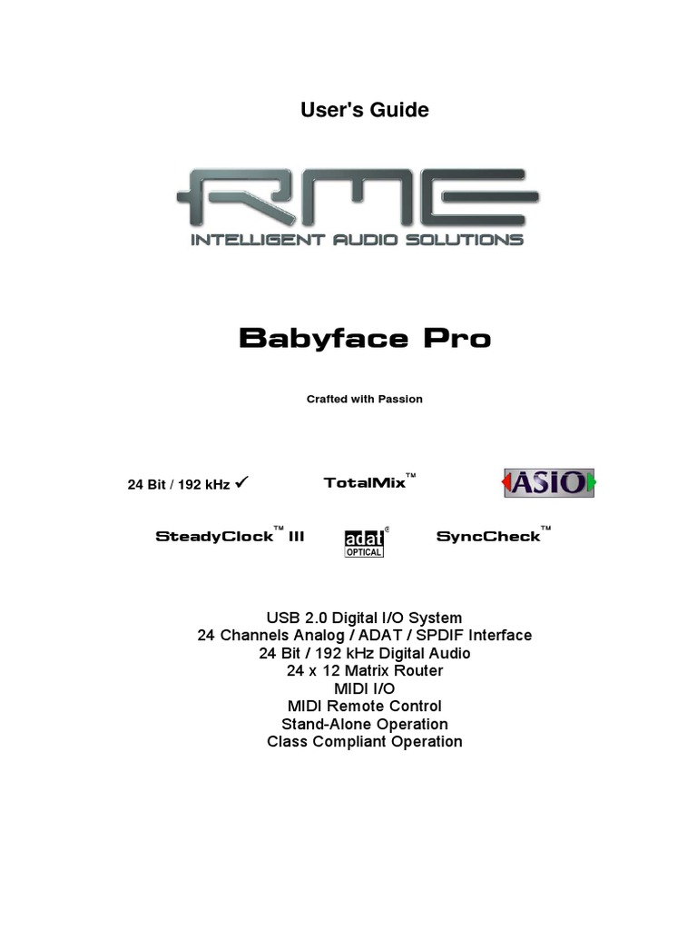Babyface Pro: User's Guide | PDF | Usb | Digital Audio