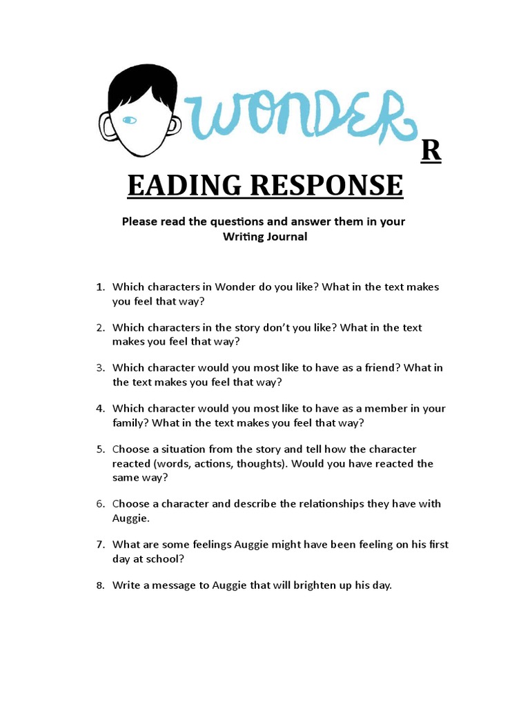 Wonder Reading Response | PDF