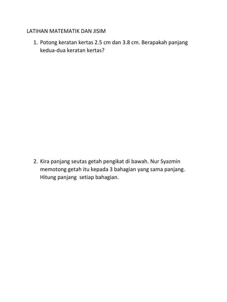 Latihan Matematik Tahun 3 | PDF