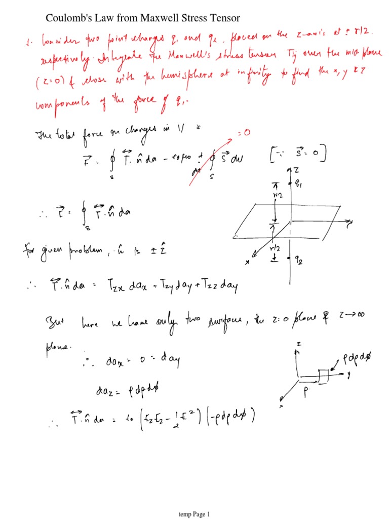 Coulomb's Law From Maxwell Stress Tensor | PDF