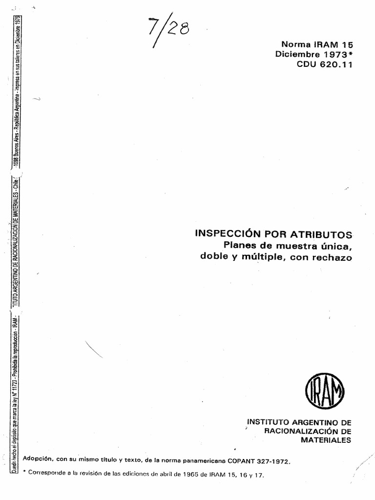 Norma IRAM 15 - Muestreo | PDF