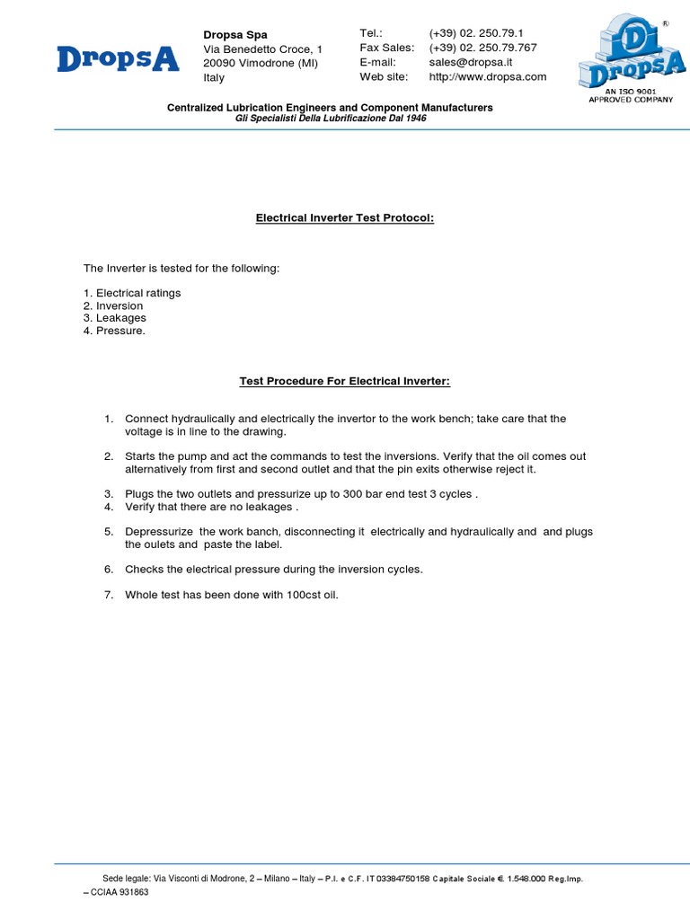 Inverter Test Procedure | PDF