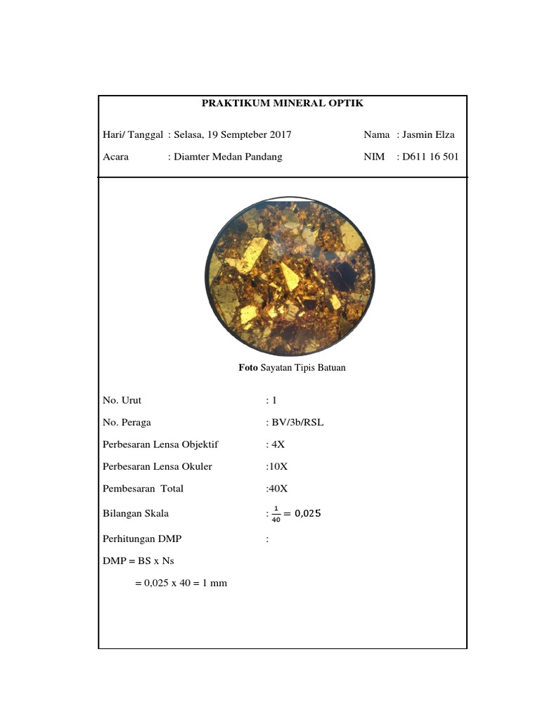 Praktikum Mineral Optik: Foto Sayatan Tipis Batuan | PDF