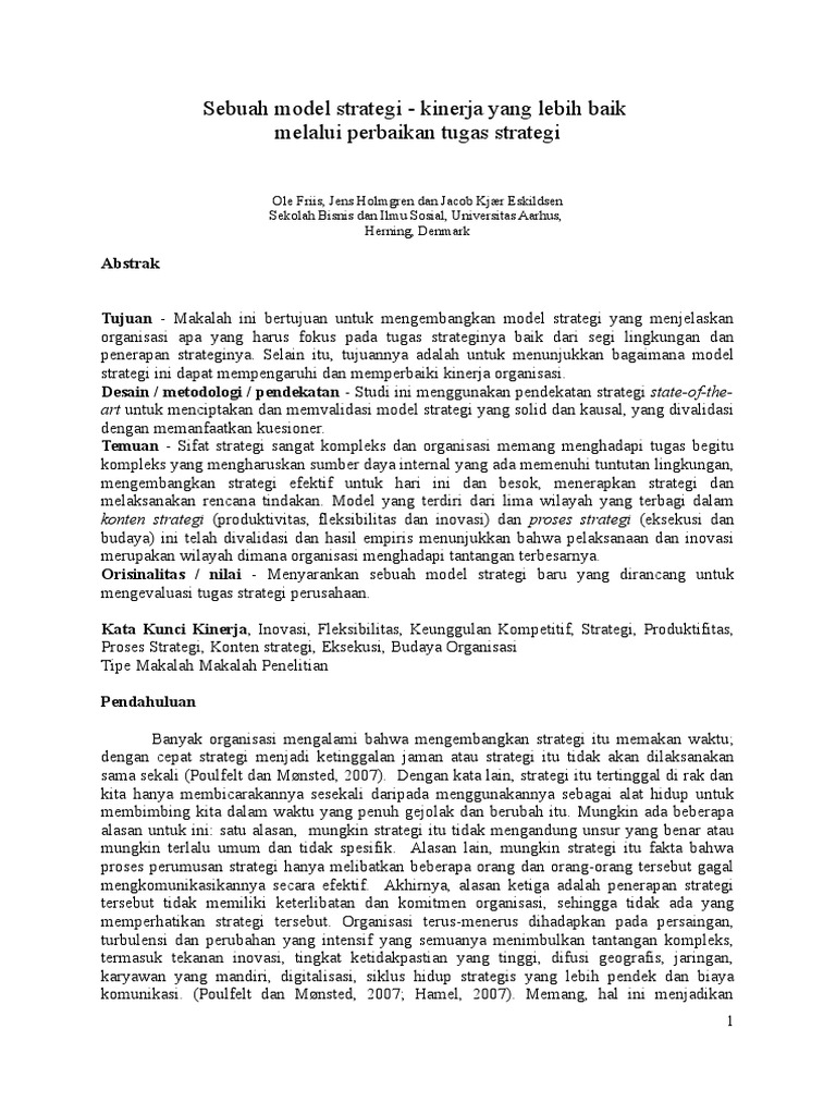 Sebuah Model Strategi JM2 | PDF