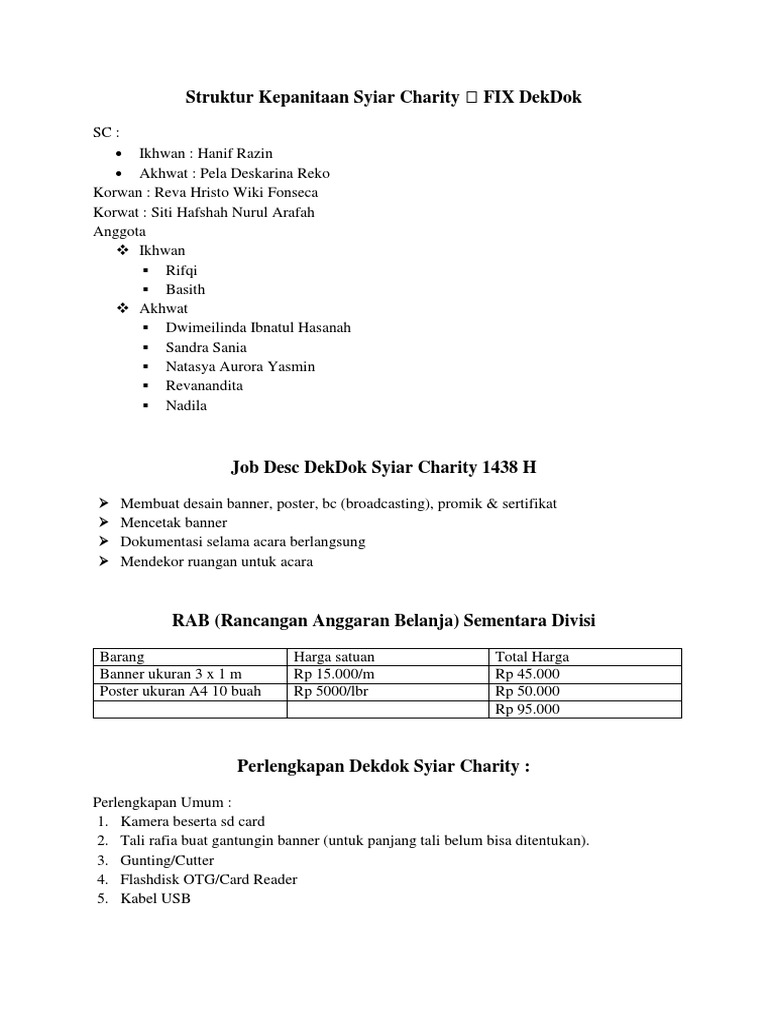 Laporan Divisi Dekdok Syiar | PDF | Seni