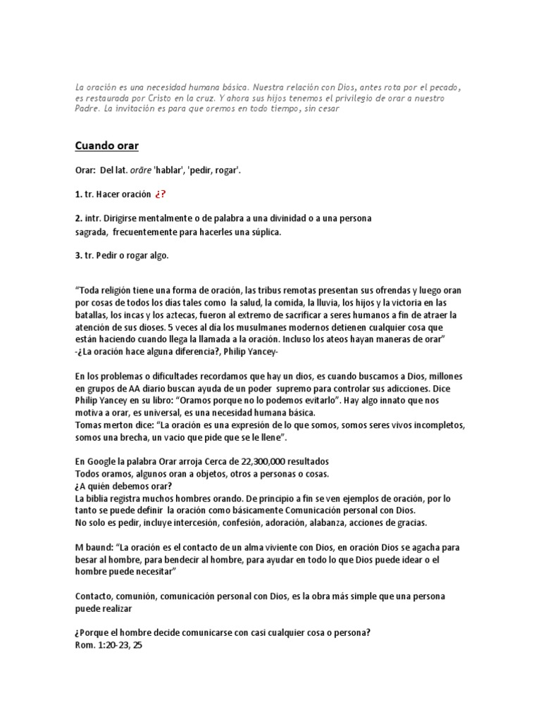 Cuando Orar | PDF | Oración | Dios