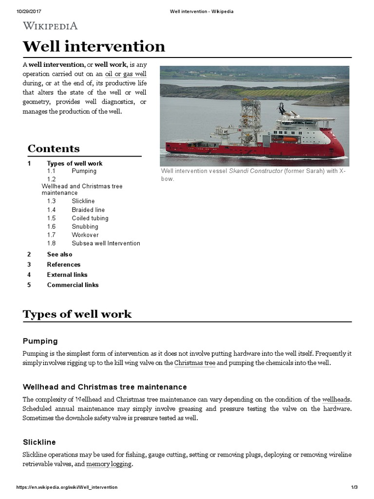 Well Intervention - Wikipedia | PDF | Geotechnical Engineering | Fuel ...