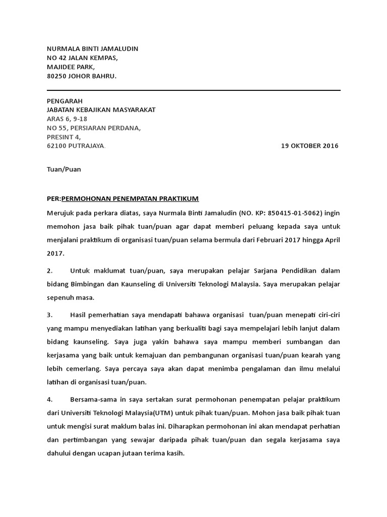 Surat Praktikum | PDF | Karier & Perkembangan