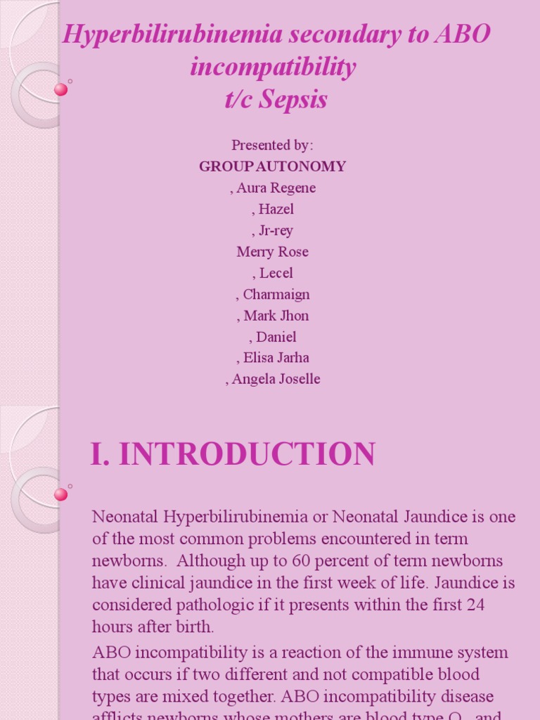 Hyperbilirubinemia Secondary To ABO Incompatibility | PDF ...