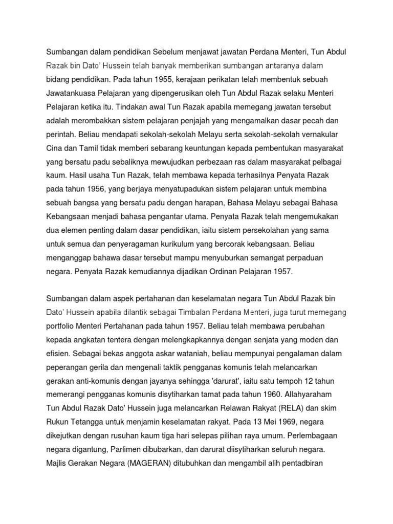 Sumbangan Tun Abdul Razak | PDF