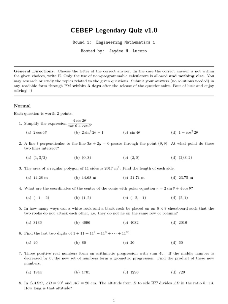 1 Engineering Mathematics 1 | PDF | Geometry | Elementary Mathematics