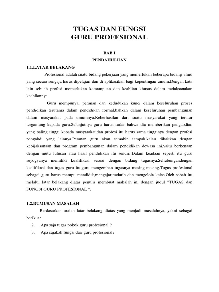 Tugas Dan Fungsi Guru | PDF