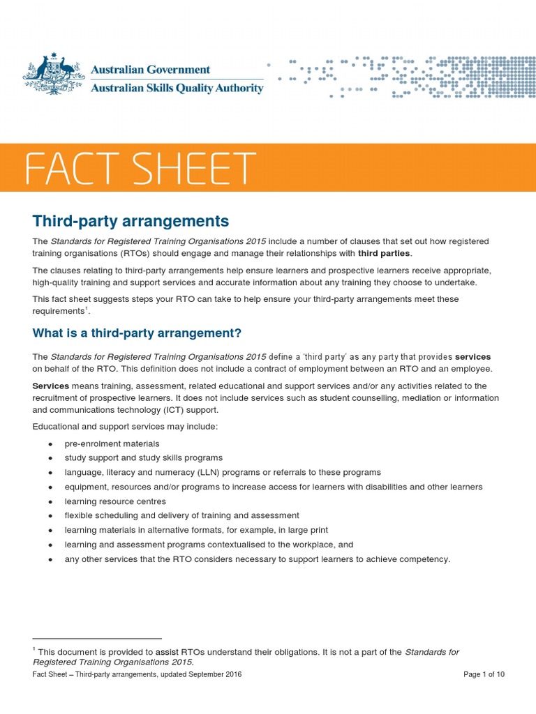 Third-Party Arrangements for RTOs | PDF | Educational Assessment ...
