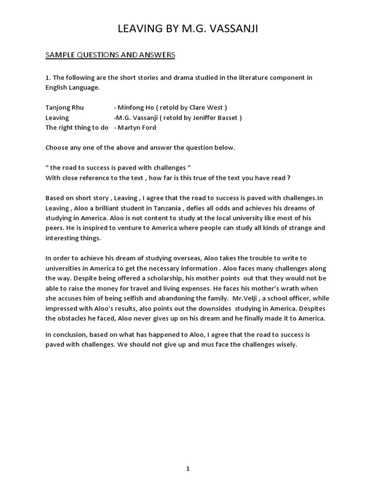 Leaving - Answer and Questions | PDF