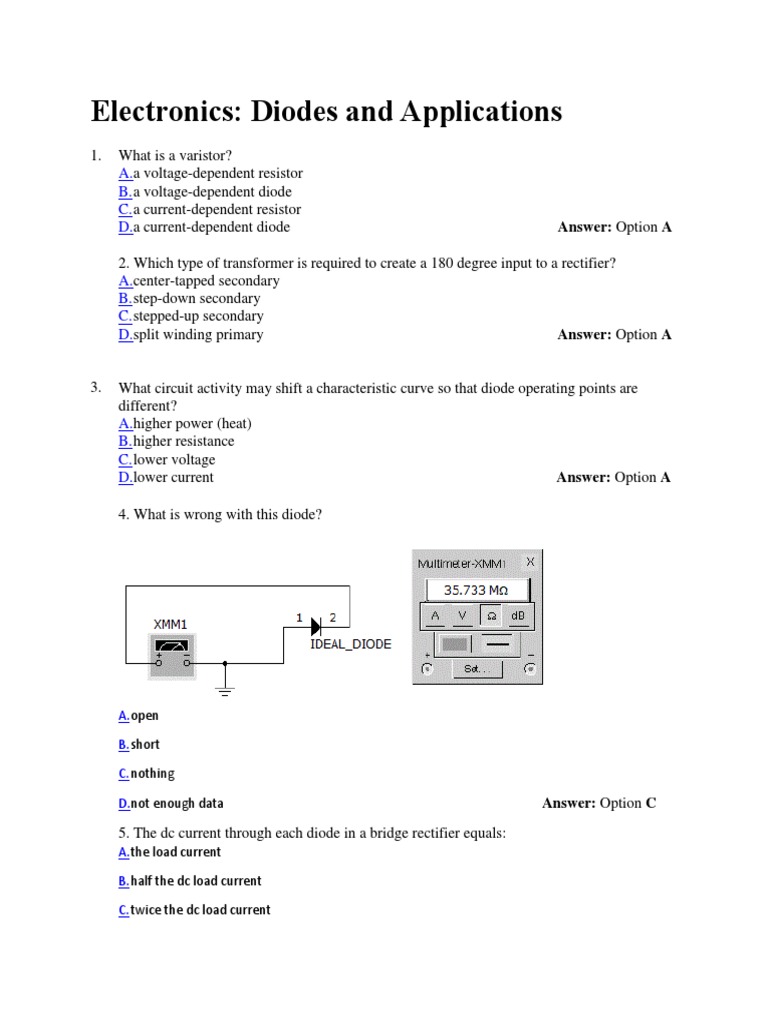 ECE - Diodes Quest | PDF | Rectifier | Diode